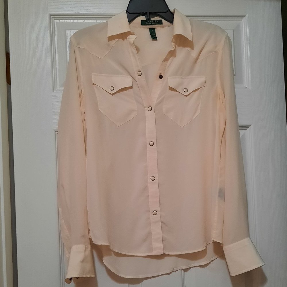 Lauren Ralph Lauren 100% Silk Blouse - Size Medium - Gem
